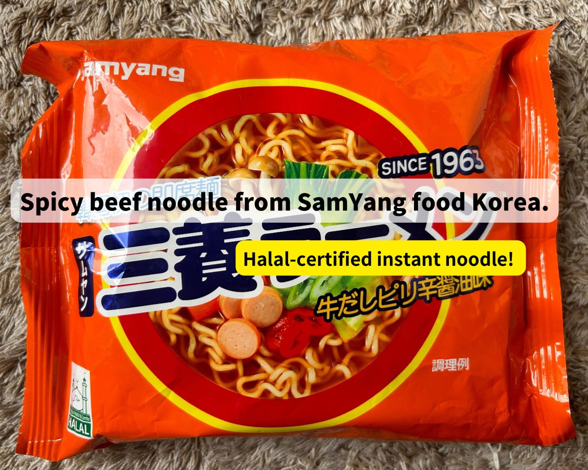 Halal-certified instant noodle! Spicy beef noodle from SamYang food ...