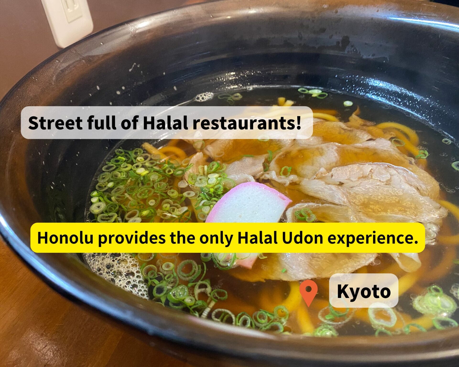 Street full of Halal restaurants! Honolu provides the only Halal Udon ...